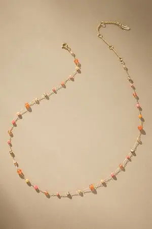 Anthropologie Mixed Bead Necklace - Peach
