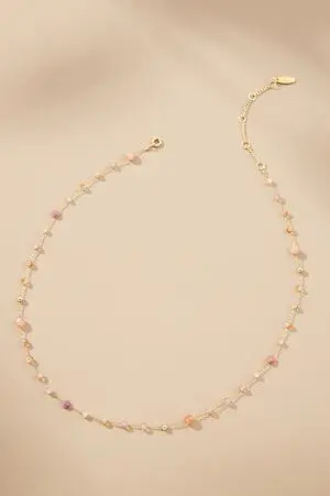 Anthropologie Mixed Bead Necklace Pink