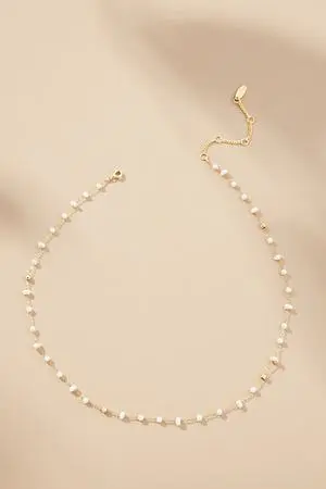 Anthropologie Mixed Bead Necklace White