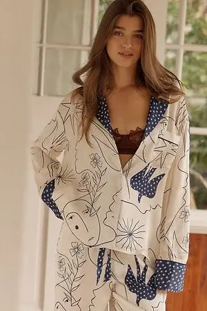 LYREBIRD Neela Overd Pajama Shirt Lb Silky - Cream
