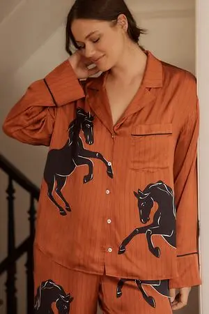 LYREBIRD Silky Overd Pajama Shirt Terracotta