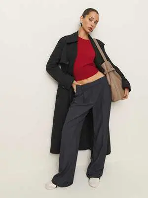 REFORMATION Petites Matteo Trench Coat - Black