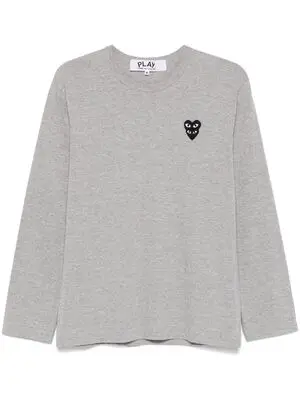 Play Comme Des Garcon Double Heart-patch T-shirt - Grey
