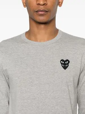 Play Comme Des Garcon Double Heart-patch T-shirt - Grey