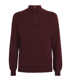 Harrods Cashmere Quarter-zip Pullover - Burgundy