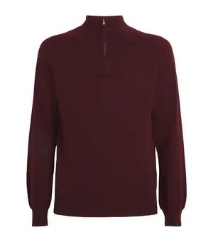 Harrods Cashmere Quarter-zip Pullover - Burgundy
