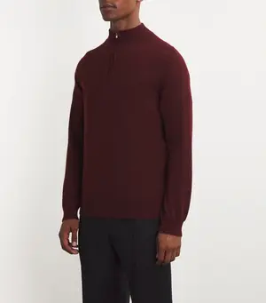 Harrods Cashmere Quarter-zip Pullover - Burgundy