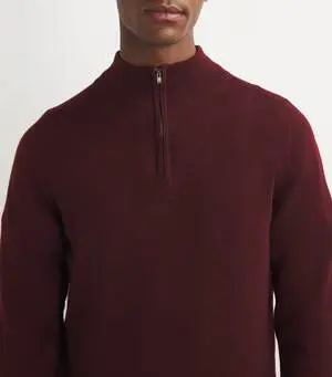 Harrods Cashmere Quarter-zip Pullover - Burgundy