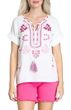 APNY Embroidered Peasant Top