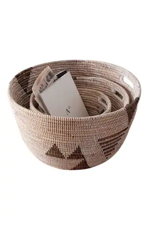 MBARE Oval Storage Basket Graphic Printset Of 3 - Black And White