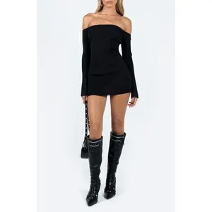 Princess Polly Parisa Off The Shoulder Mini Dress - Black