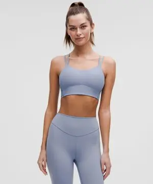 Lululemon Like A Cloud Ribbed Longline Bra Blue Willow