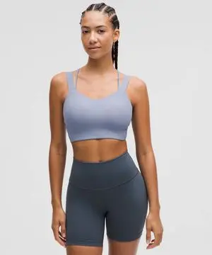 Lululemon Like A Cloud Ribbed Longline Bra Blue Willow