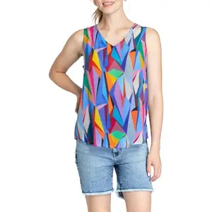 APNY Print V-neck Tank - Blue Multi