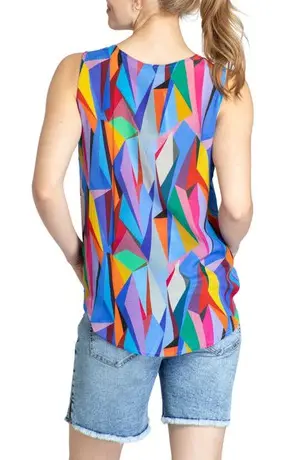 APNY Print V-neck Tank - Blue Multi