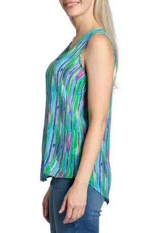 APNY Print V-neck Tank - Green Multi