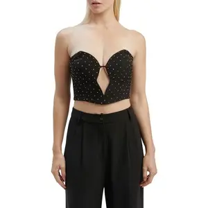 Bardot Eleni Embellished Velvet Corset Top