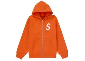Supreme S Logo Zip Up Hooded Sweatshirt - Bright Orange