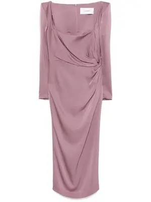 Alex Perry Twist-detail Satin Midi Dress - Purple