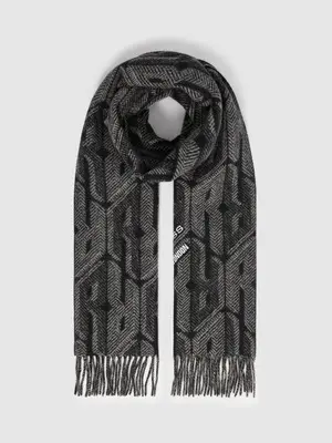 REISS Vincent Wool And Cashmere Jacquard Scarf