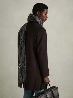 REISS Vincent Wool And Cashmere Jacquard Scarf