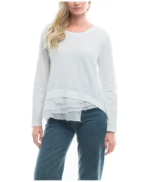 Wilt Boxy Slub Long Sleeve Crewneck Tee - White