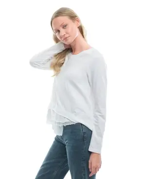 Wilt Boxy Slub Long Sleeve Crewneck Tee - White
