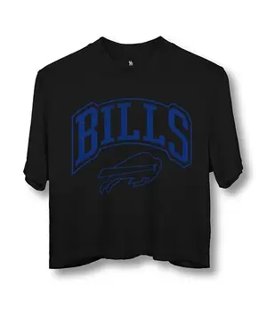 Junk Food Clothing Nfl Buffalo Bills Blitz Mock Neck Crop Tee - Black
