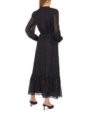 CECE DUPRAZ Tie Neck Balloon Sleeve Maxi Dress