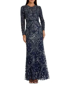 Women's Embellished Long Sleeve Gowns