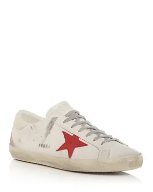 GOLDEN GOOSE Super-star Low Top Sneakers - White/red