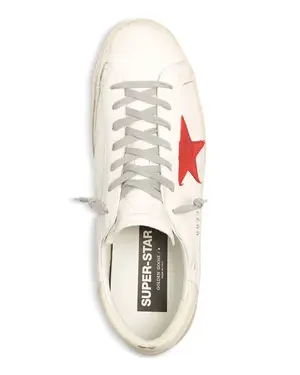 GOLDEN GOOSE Super-star Low Top Sneakers - White/red