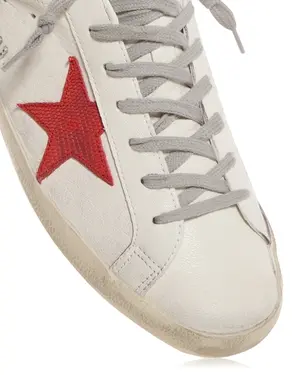 GOLDEN GOOSE Super-star Low Top Sneakers - White/red