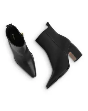 REISS Amy Almond Toe Ankle Boots - Black