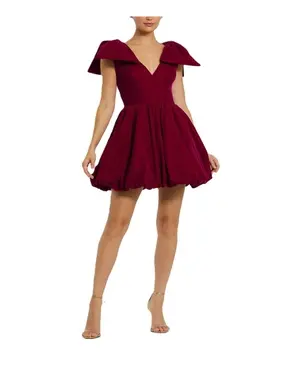Mac Duggal Shoulder Bow Velvet Mini Dress