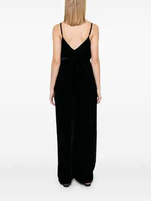 Gold Hawk Velvet Jumpsuit - Black
