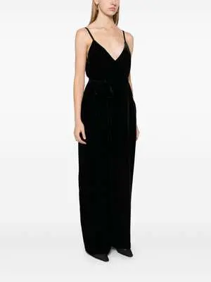 Gold Hawk Velvet Jumpsuit - Black