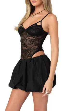 EDIKTED Cutout Lace Bodysuit - Black