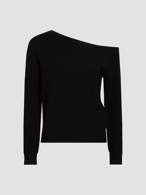 SAKS FIFTH AVENUE One-shoulder Cashmere Sweater - Black