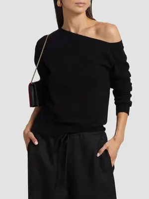 SAKS FIFTH AVENUE One-shoulder Cashmere Sweater - Black