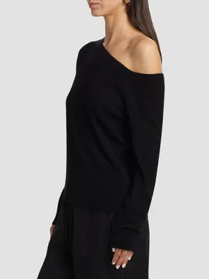 SAKS FIFTH AVENUE One-shoulder Cashmere Sweater - Black