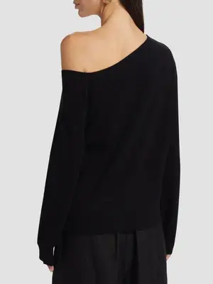 SAKS FIFTH AVENUE One-shoulder Cashmere Sweater - Black