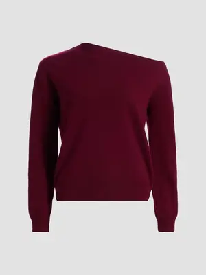 SAKS FIFTH AVENUE One-shoulder Cashmere Sweater - Dark Cherry