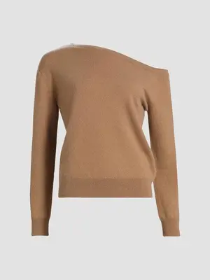 SAKS FIFTH AVENUE One-shoulder Cashmere Sweater - Heritage Brown