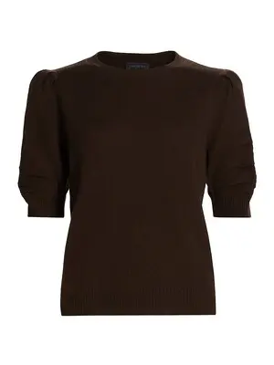 SAKS FIFTH AVENUE Pleated Cashmere Sweater Midnight Brown