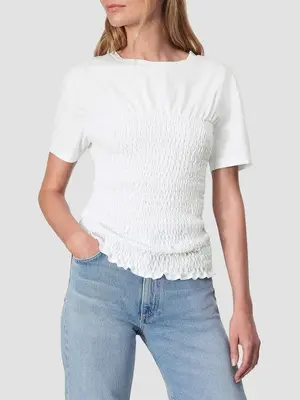 Rag & Bone Smocked Short-sleeve T-shirt - White