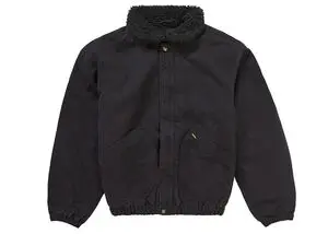 Supreme Faux Shearling Lined Bomber Jacket - Black