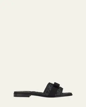 FERRAGAMO Quilted Lambskin Flat Sandals - Nero