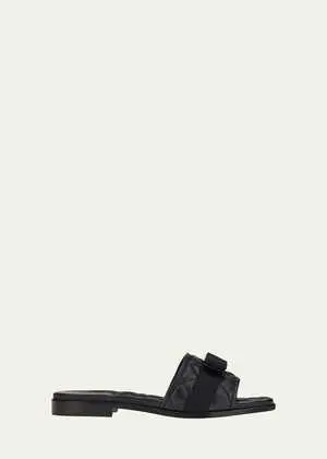 FERRAGAMO Quilted Lambskin Flat Sandals - Nero
