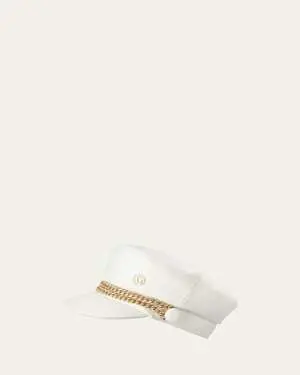 MAISON MICHEL Abby Wool Newsboy Cap - White